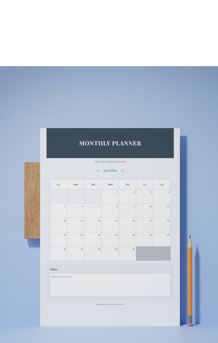 Monthly Planner Template (Editable & Printable) – Vanta Design