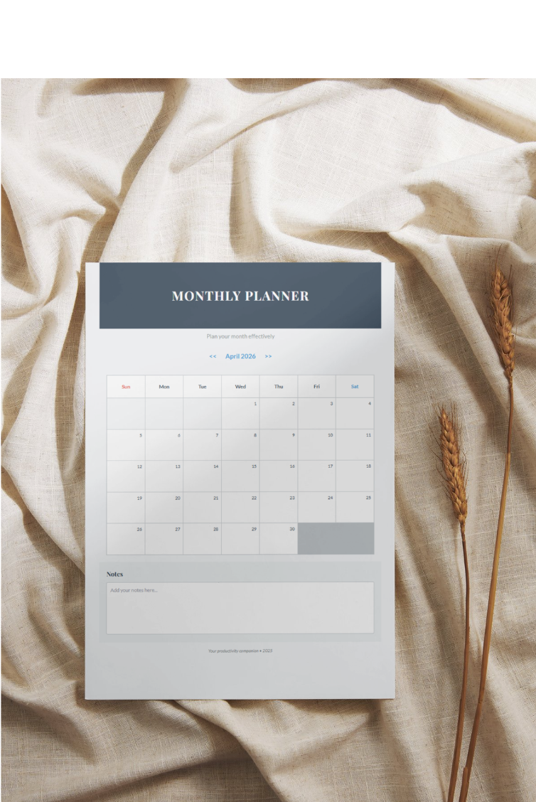 Monthly Planner Template (Editable & Printable) – Vanta Design